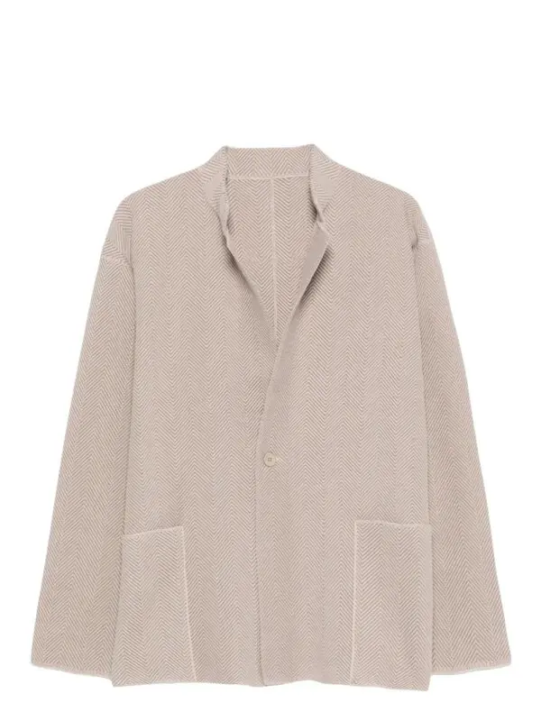 Issey Miyake Homme Plissé Herringbone Casual Jacket - Beige