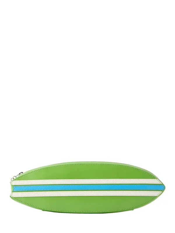 Staud Surfboard Striped Leather Clutch - Green