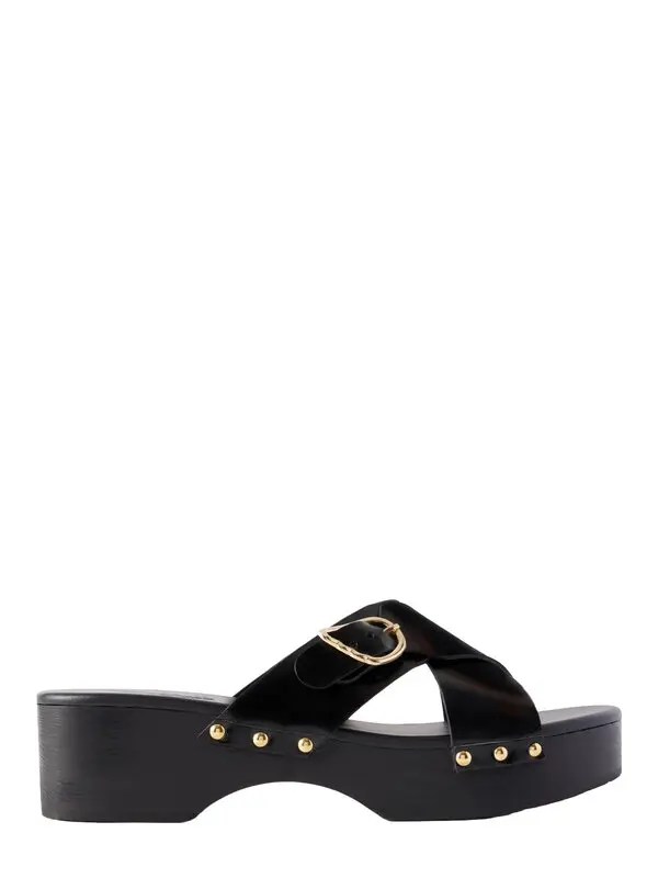 ANCIENT GREEK SANDALS Studded Leather Clogs - Black