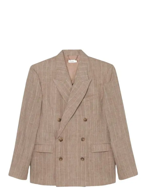 Simkhai Striped Double-breasted Blazer - Brown