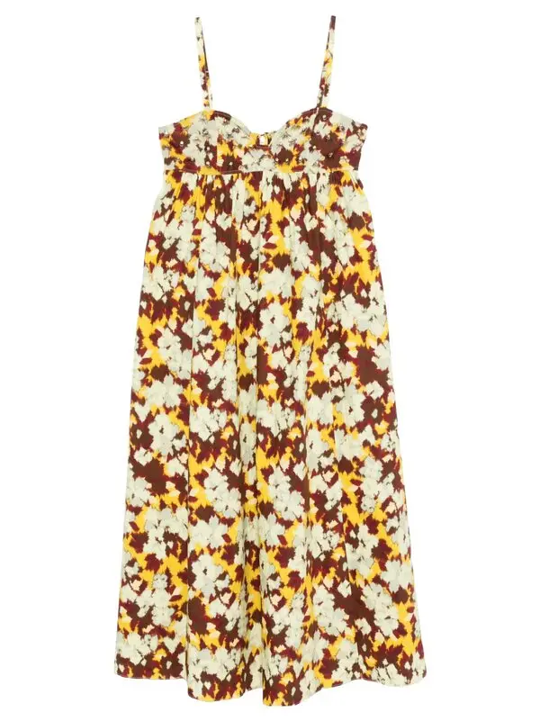 Ulla Johnson Sweetheart Neckline Midi Dress With Embroidered Floral Accents - Acacia