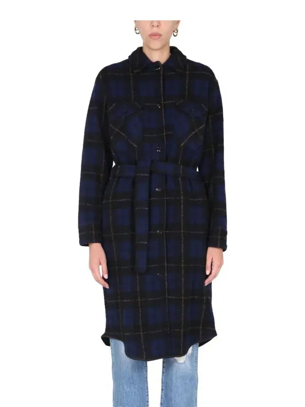 Woolrich Gentry Checked Tie-waist Coat - Black
