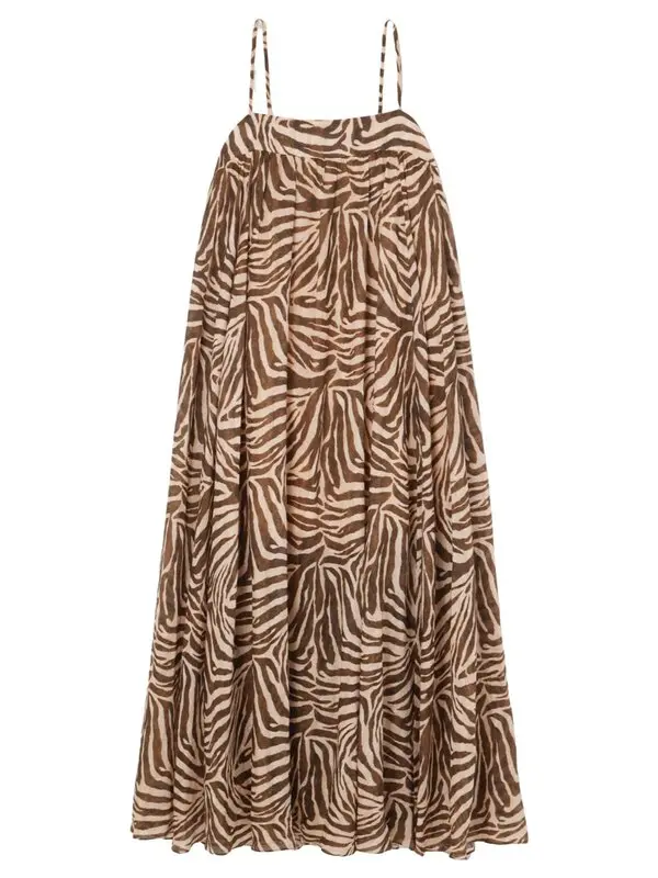 Zimmermann Wanderlust Zebra-print Midi Dress - Brown