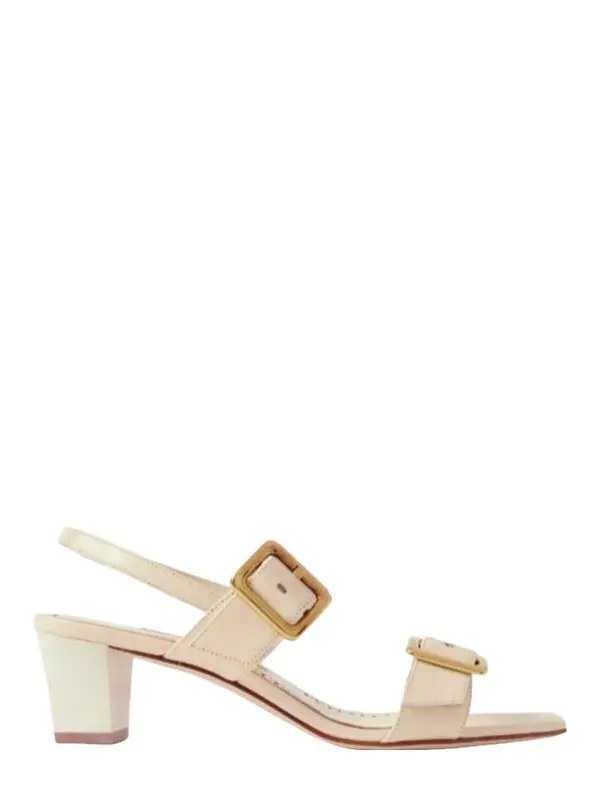 Manolo Blahnik Buckled Leather Slingback Sandals - Nude