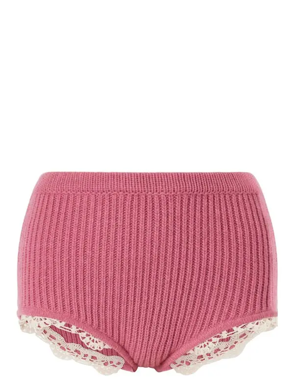 Magda Butrym Crochet-trimmed Knitted Cashmere Shorts - Pink