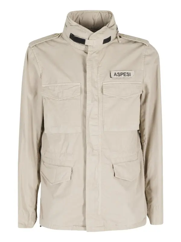 Aspesi Zipper Casual Jacket With Removable Hood - Nude