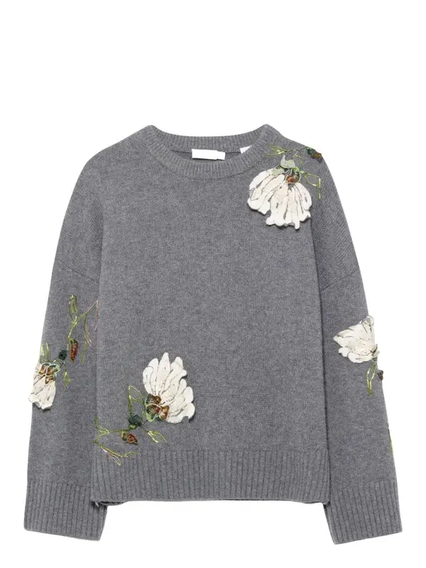 Simkhai Embroidered Floral Sweater - Nickel Blended