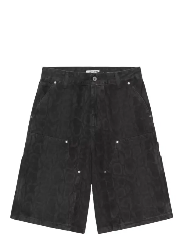 Carhartt Work In Progress Snake Nixon Double Knee Short - Snake Camo, Black, Heavy Stone Wash