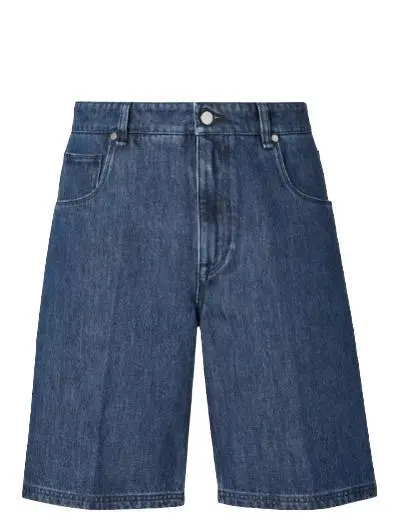 Fendi Logo-patch Denim Shorts - Blue