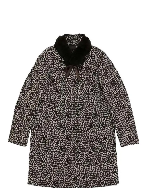 Max Mara Leopard Print Fur Collar Overcoat - Black