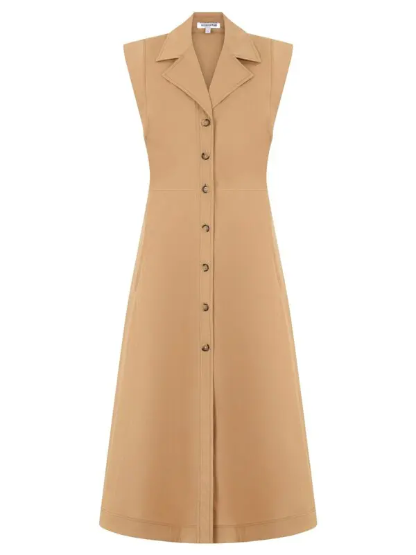 Veronica Beard Sleeveless Button-front Flared Dress - Nude