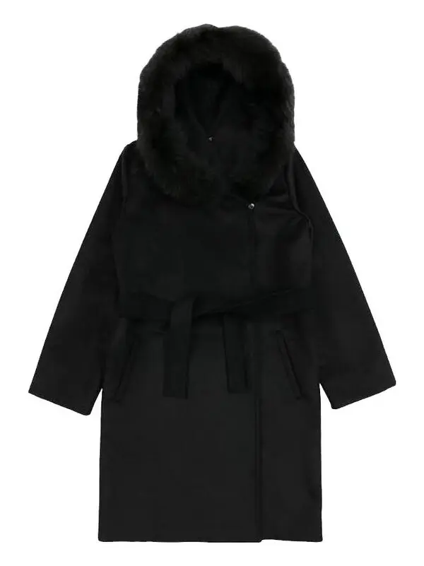 Max Mara Hooded Waistcoat With Fur Trim - Black