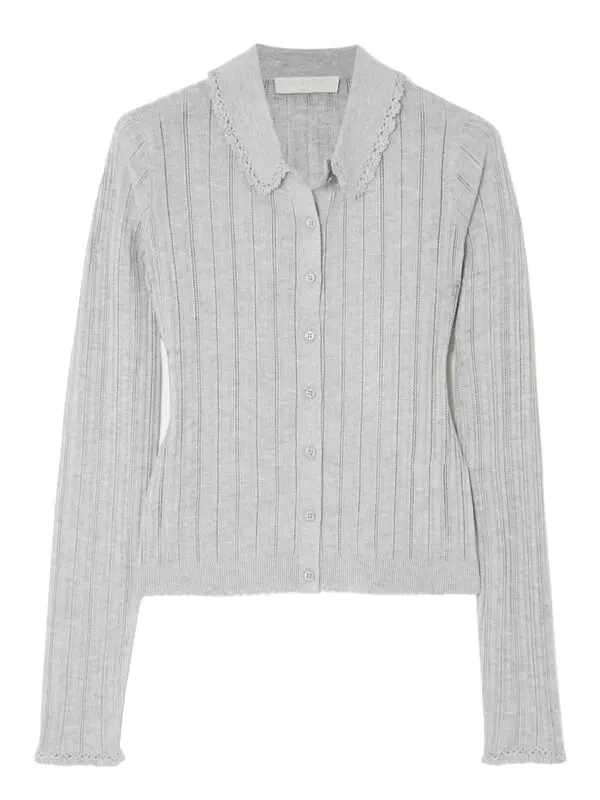 Ulla Johnson Lottie Crochet-trimmed Pointelle-knit Cardigan - White