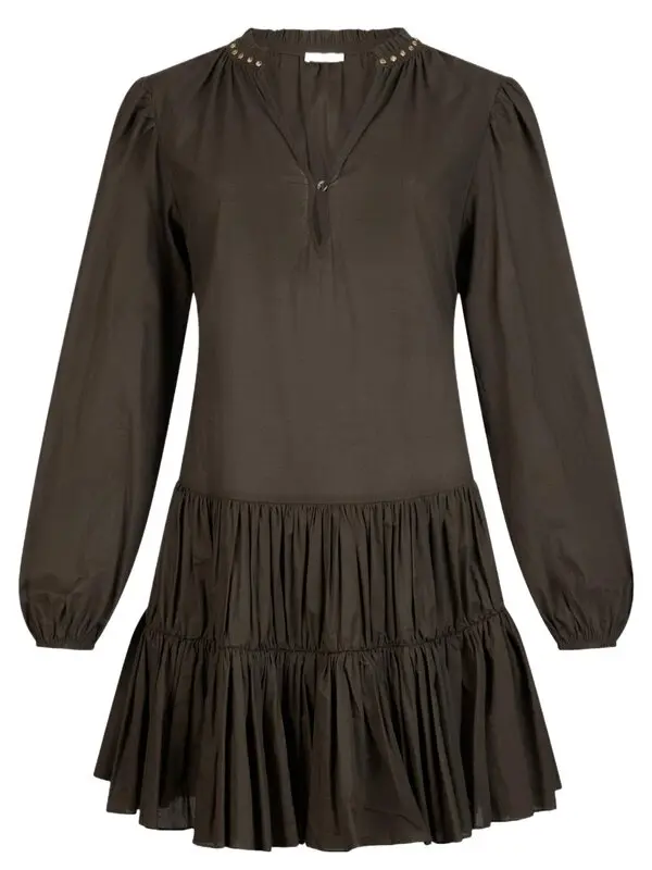 Liu Jo Short Muslin Dress With Appliqué Studs - Olive Green