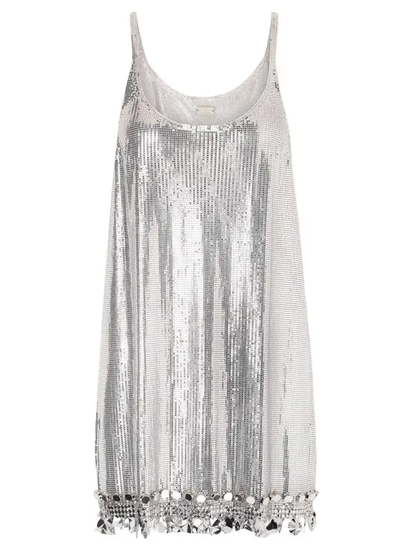 Rabanne Embellished Chainmail Mini Dress - Silver