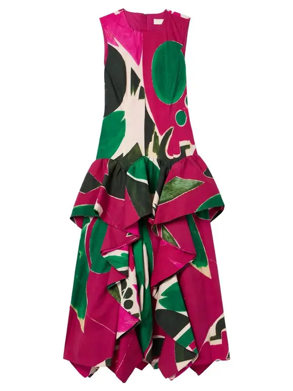 Ulla Johnson Lee Krasner Mural Draped Printed Cotton-poplin Gown - Red