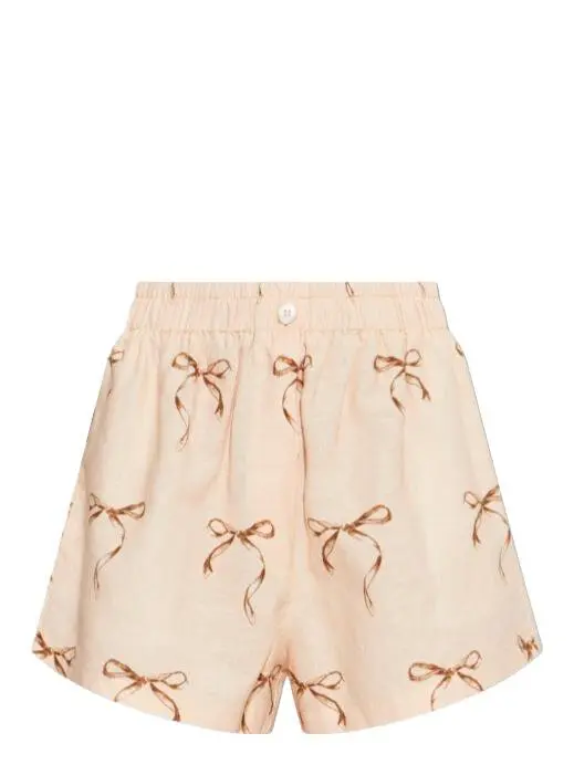 FORTE_FORTE Bow-print High-waisted Shorts - Roseo