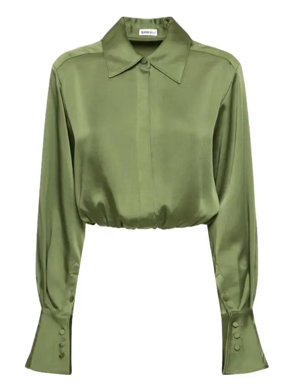 Simkhai Blythe Cropped Shirt - Olive Green