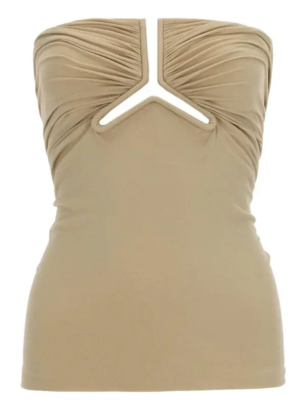 Rick Owens Ruched Strapless Top - Beige
