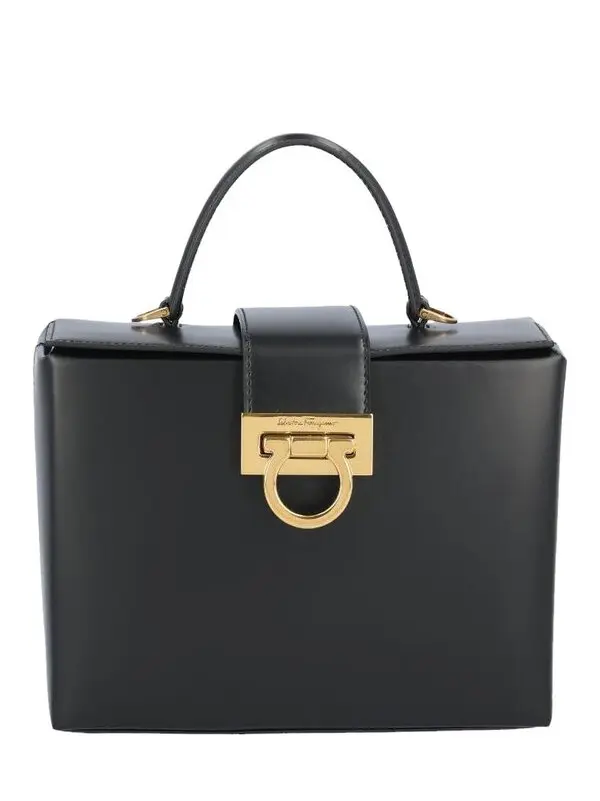 FERRAGAMO Trifolio Leather Tote Bag - Black