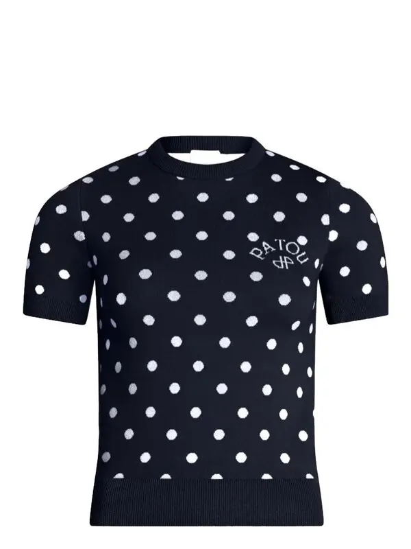 PATOU Polka-dot Knitted T-shirt - Meteorite Blue
