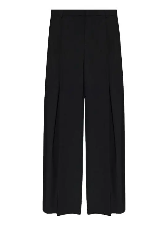 Casablanca Pleated Wide Leg Trousers - Black