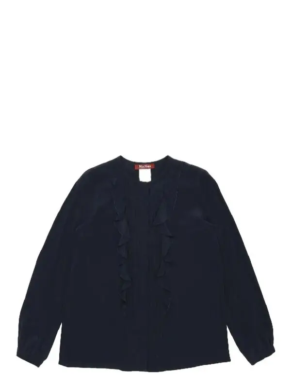 Max Mara Ruffled Long Sleeve Top - Black