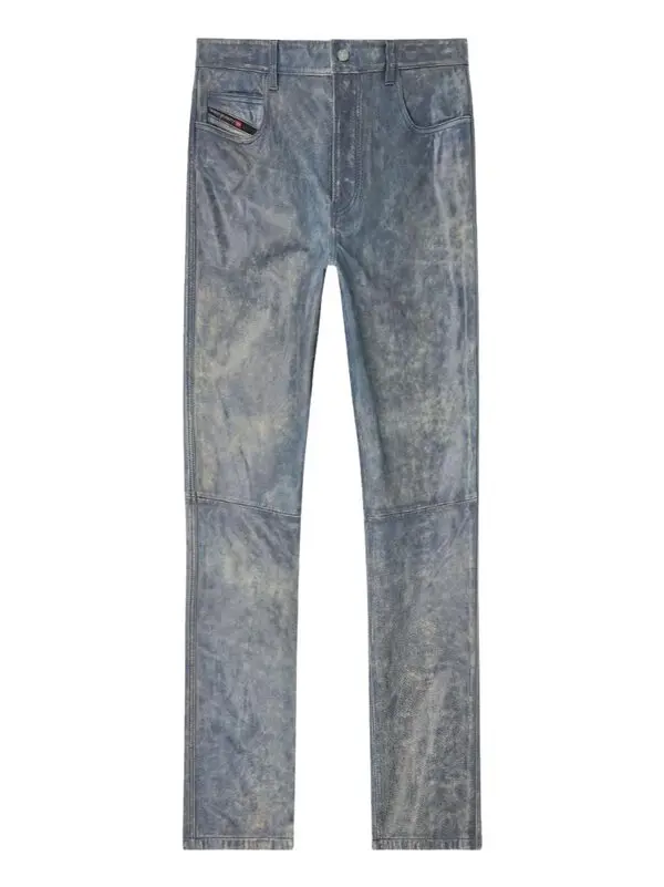 DIESEL® Straight Leg Leather Jeans - Blue