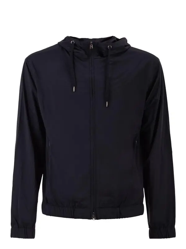 Herno Zip-up Hooded Bomber Jacket - Night Blue