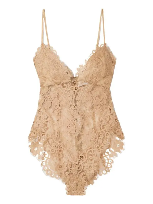 Zimmermann Lace Teddy Bodysuit - Tan