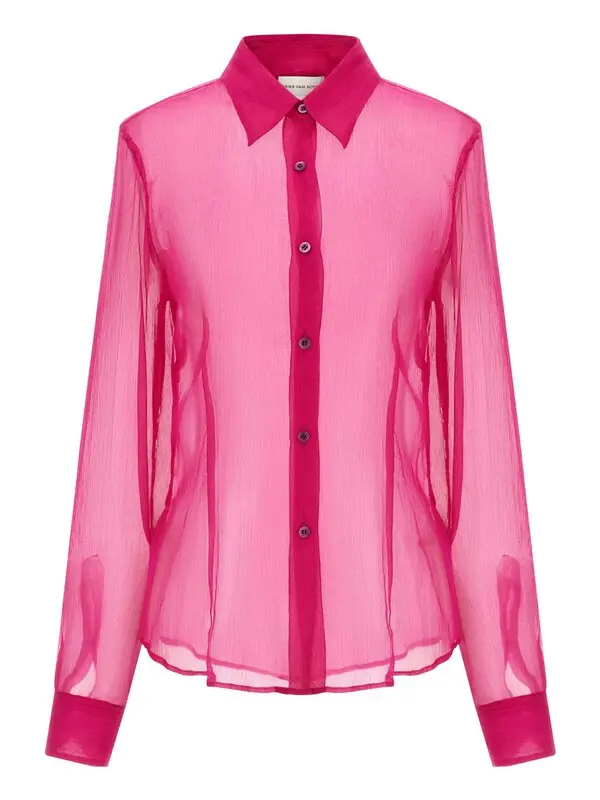 Dries Van Noten Sheer Button-up Shirt - Fuchsia