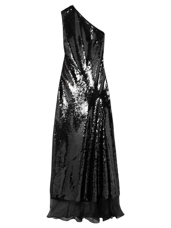 Stella McCartney One-shoulder Sequined Gown - Black