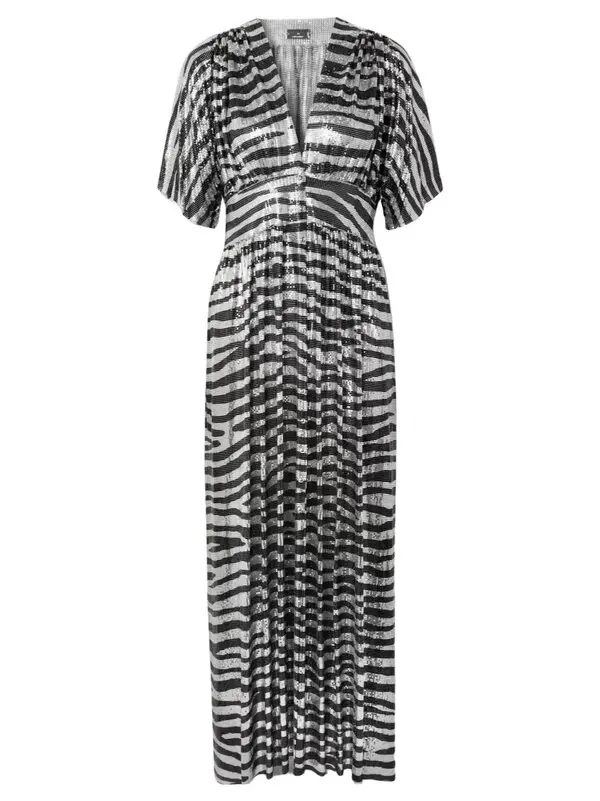 Rabanne Zebra-print Chainmail Maxi Dress - Black