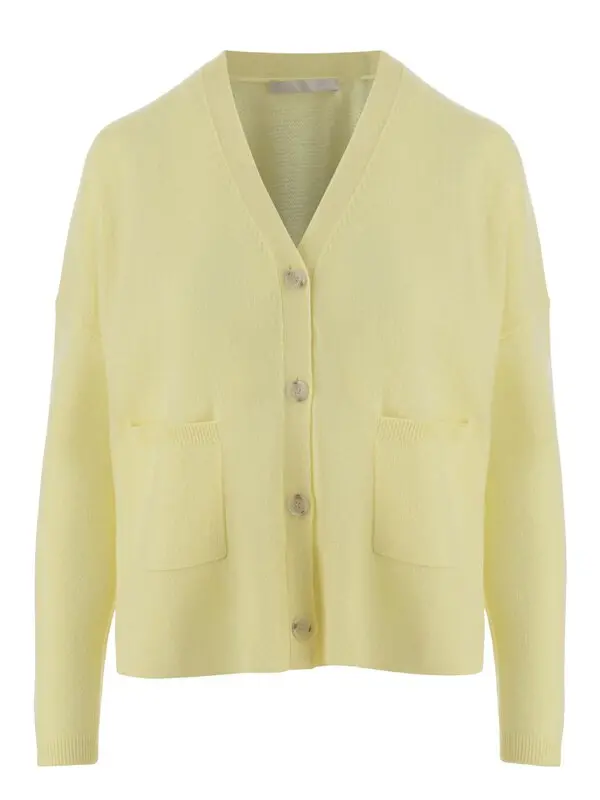 ALLUDE V-neck Button Cardigan With Front Pockets - Nude
