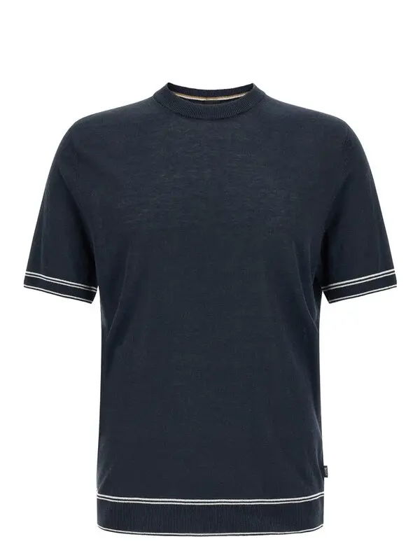 Hugo Boss H-norberto Contrast-trim Knitted Sweater - Black