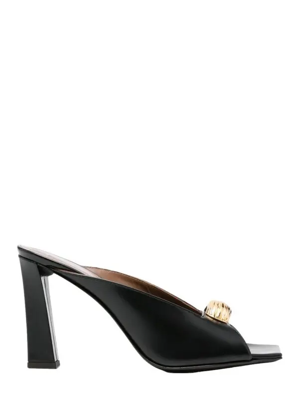 GIUSEPPE ZANOTTI Embellished Square Toe Heeled Mules - Black