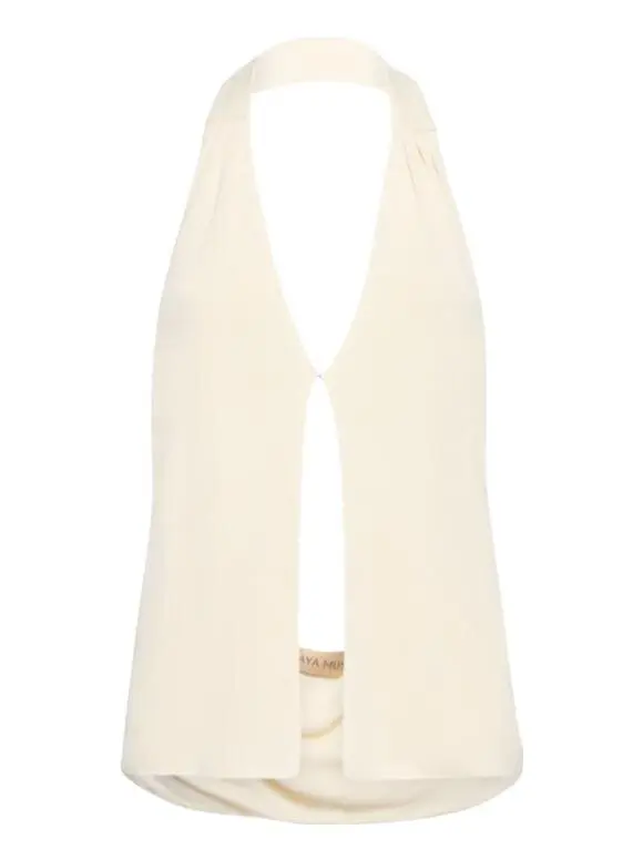 AYA MUSE Backless Jersey Knit Top - White