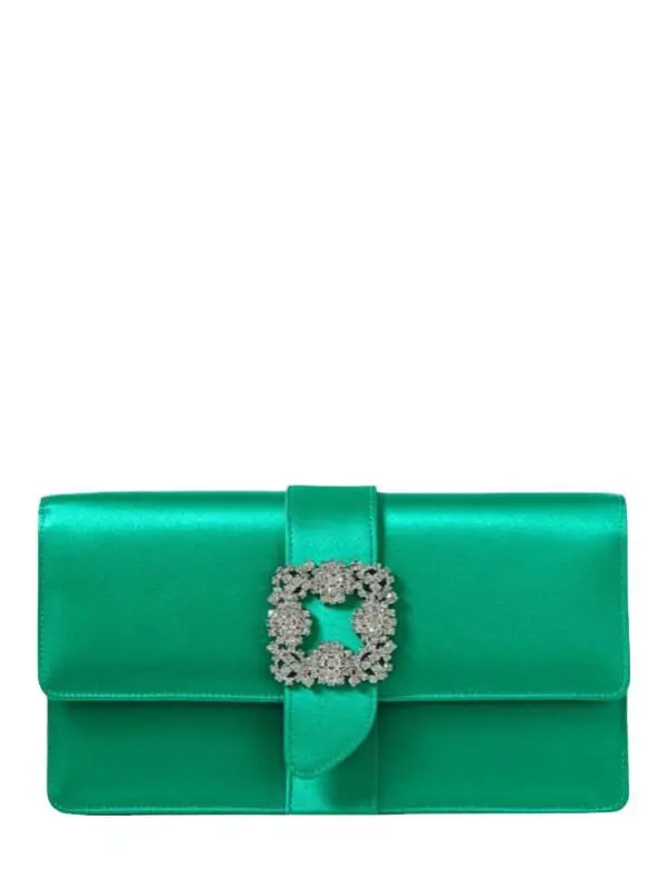 Manolo Blahnik Crystal-embellished Satin Clutch - Gray