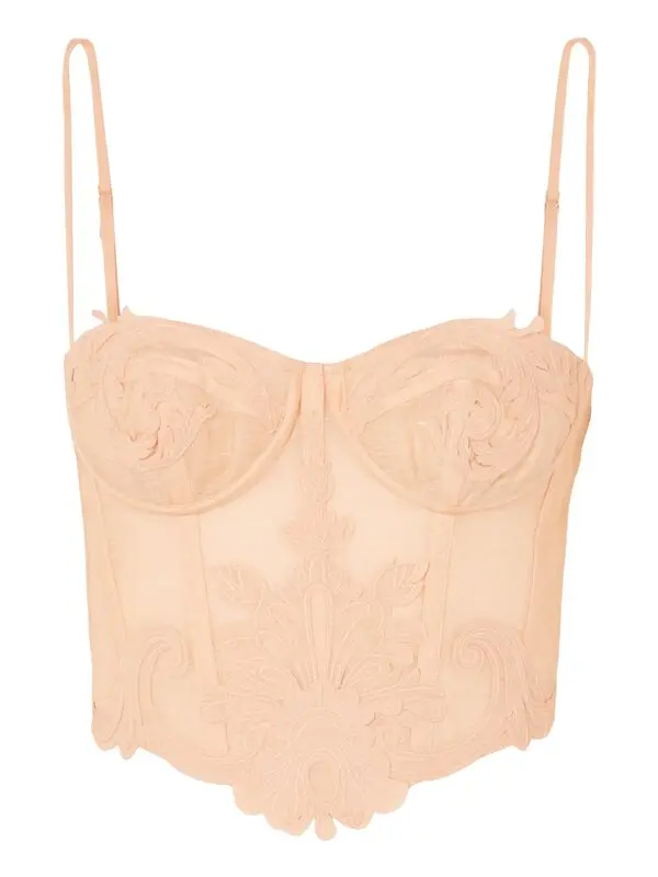 Zimmermann Rebellion Filigree-collar Corset - Peach