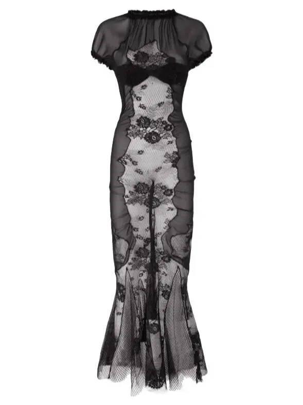 Attico Lace Midi Dress - Black