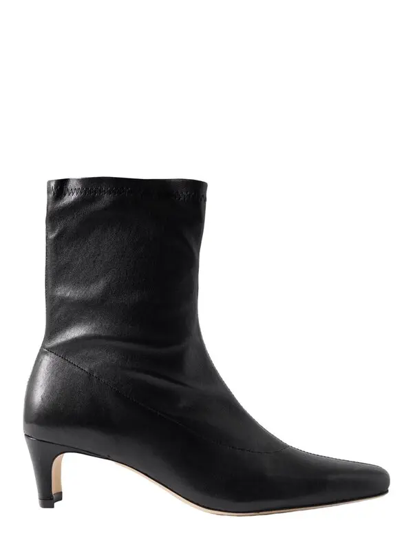 Staud Sock Leather Ankle Boots - Black