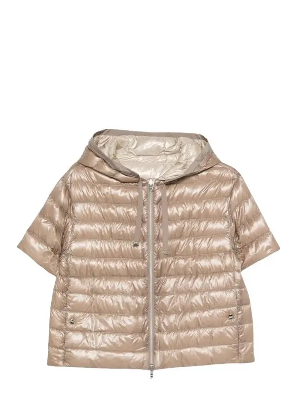 Herno Short Sleeve Quilted Hooded Jacket - Nude