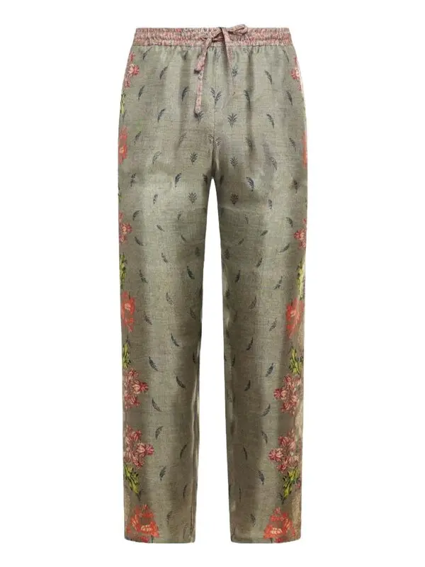PIERRE-LOUIS MASCIA Drawstring Printed Pants - Gray