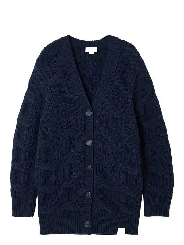 Stella McCartney Cable-knit Wool Cardigan - Black