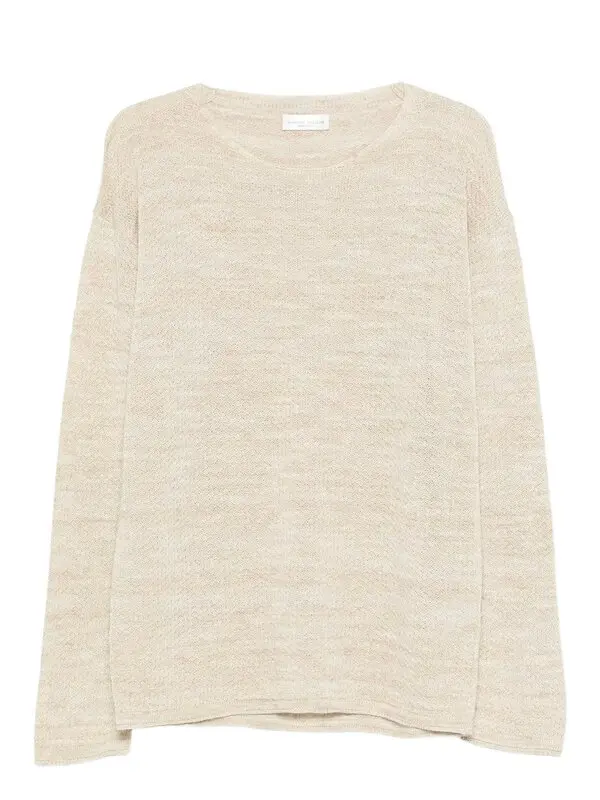ROBERTO COLLINA Long Sleeve Knit Top With Round Neck - Nude