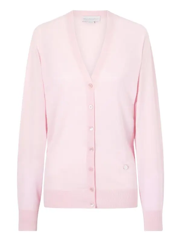 Stella McCartney Virgin Wool Cardigan With Logo Plaque - Pink