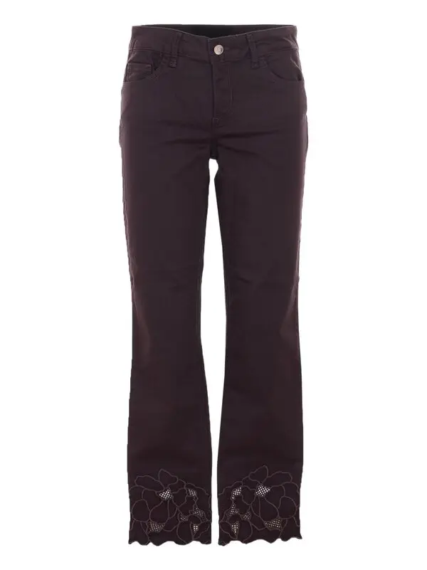Liu Jo Floral Hem Jeans - Dark Brown