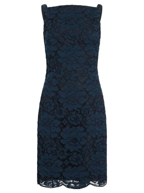 PATOU Floral Lace Mini Dress - Navy Blue