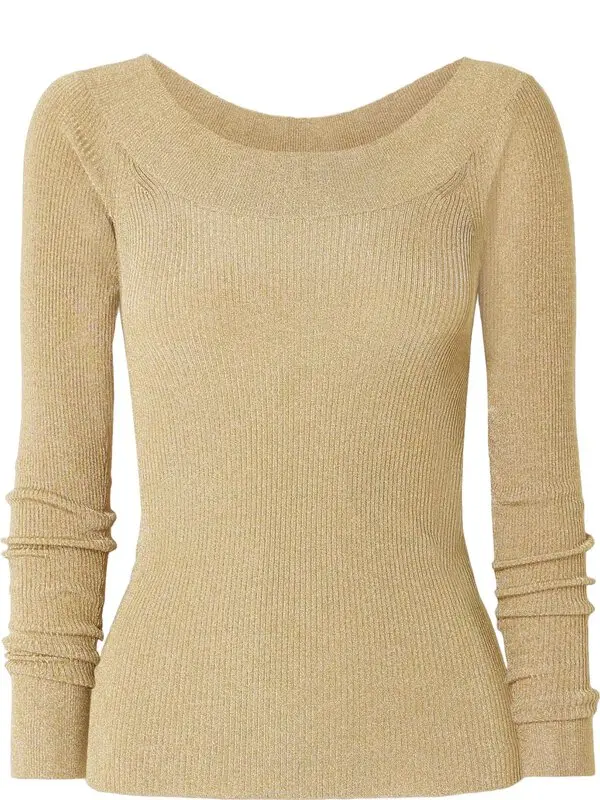 Stella McCartney Metallic Ribbed-knit Top - Nude