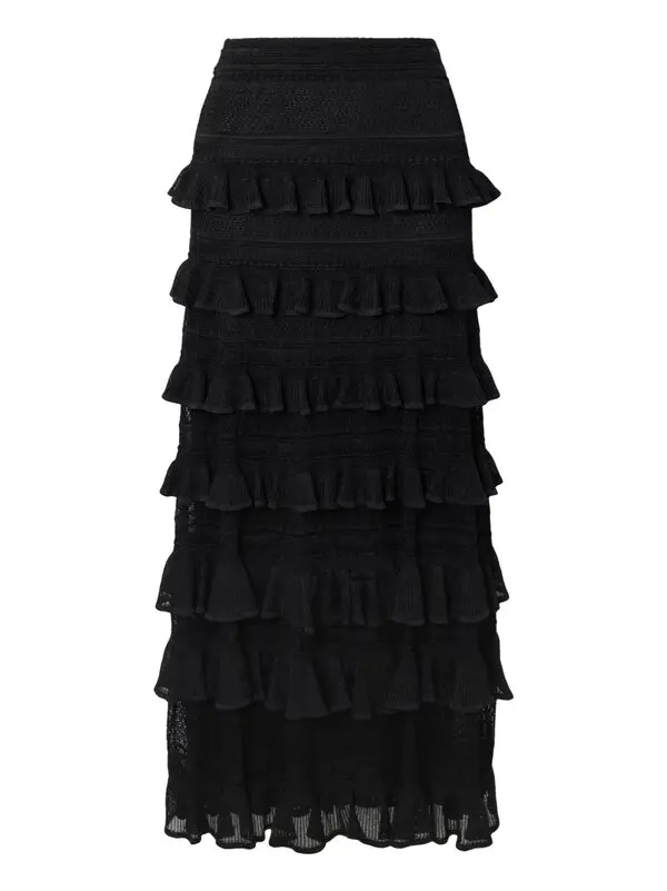 Zimmermann Luna Lace Frill Maxi Skirt - Black